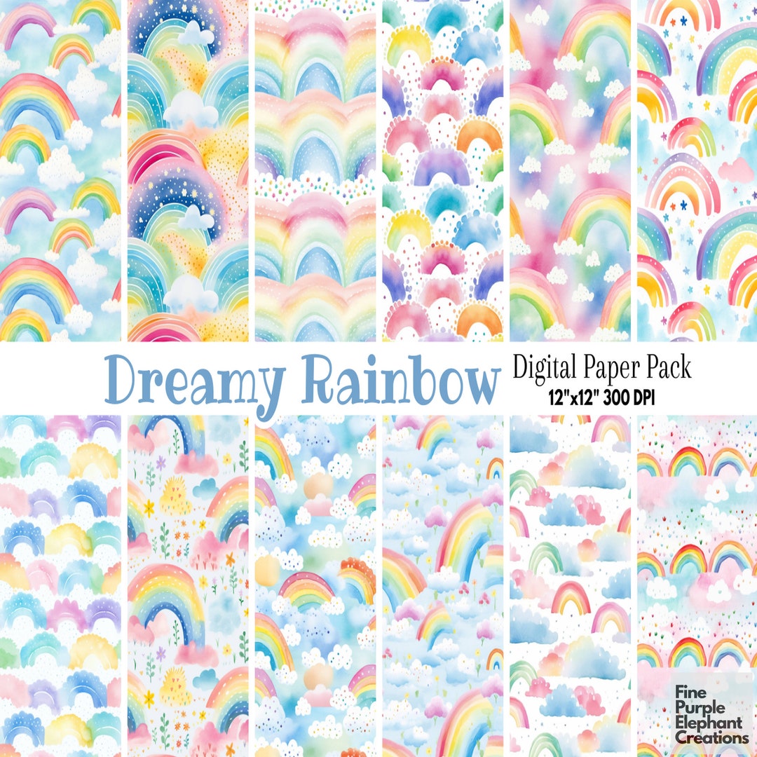 Watercolor Pastel Rainbow Digital Paper | Sweet Playful Cute Delicate ...