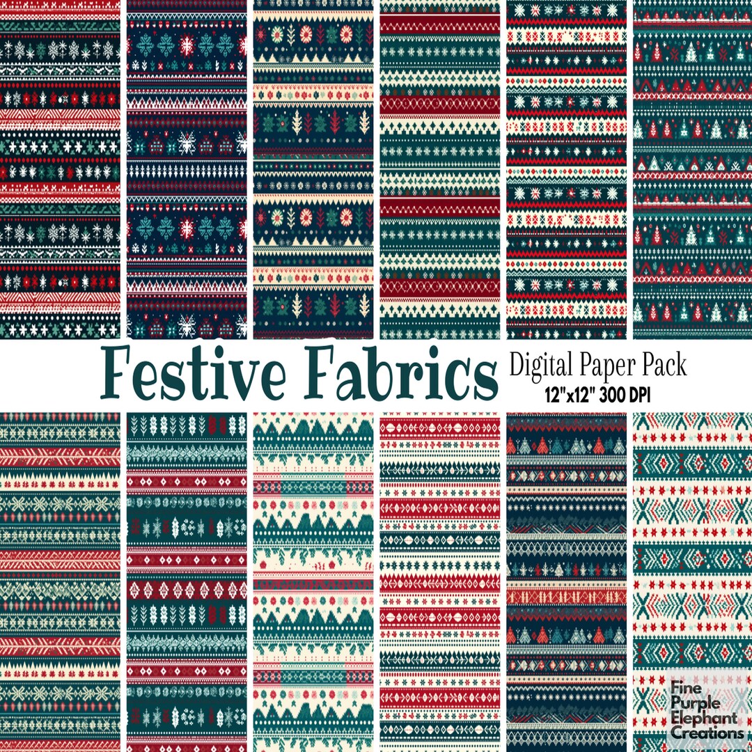 Holiday Fair Isle Digital Paper | Christmas Sublimation | Winter ...