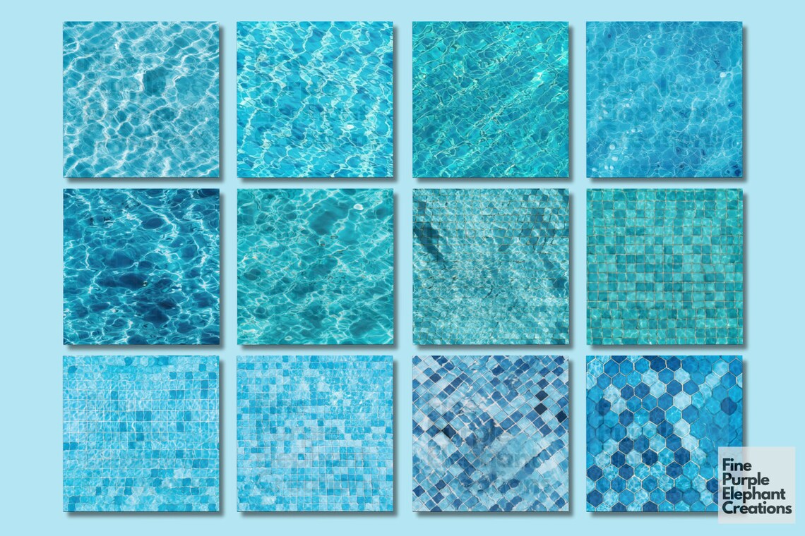 Pool Water Digital Paper | Summer Scrapbook Pattern | Light Reflection ...