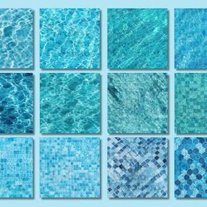 Pool Water Digital Paper | Summer Scrapbook Pattern | Light Reflection ...