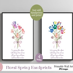 Custom Spring Flower 4 Handprint Digital Art Print | Mother Father Day ...