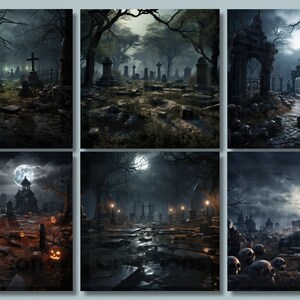 Scary Graveyard Digital Paper | Halloween Sublimation | HD Scary ...