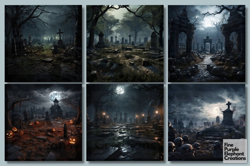 Scary Graveyard Digital Paper | Halloween Sublimation | HD Scary ...