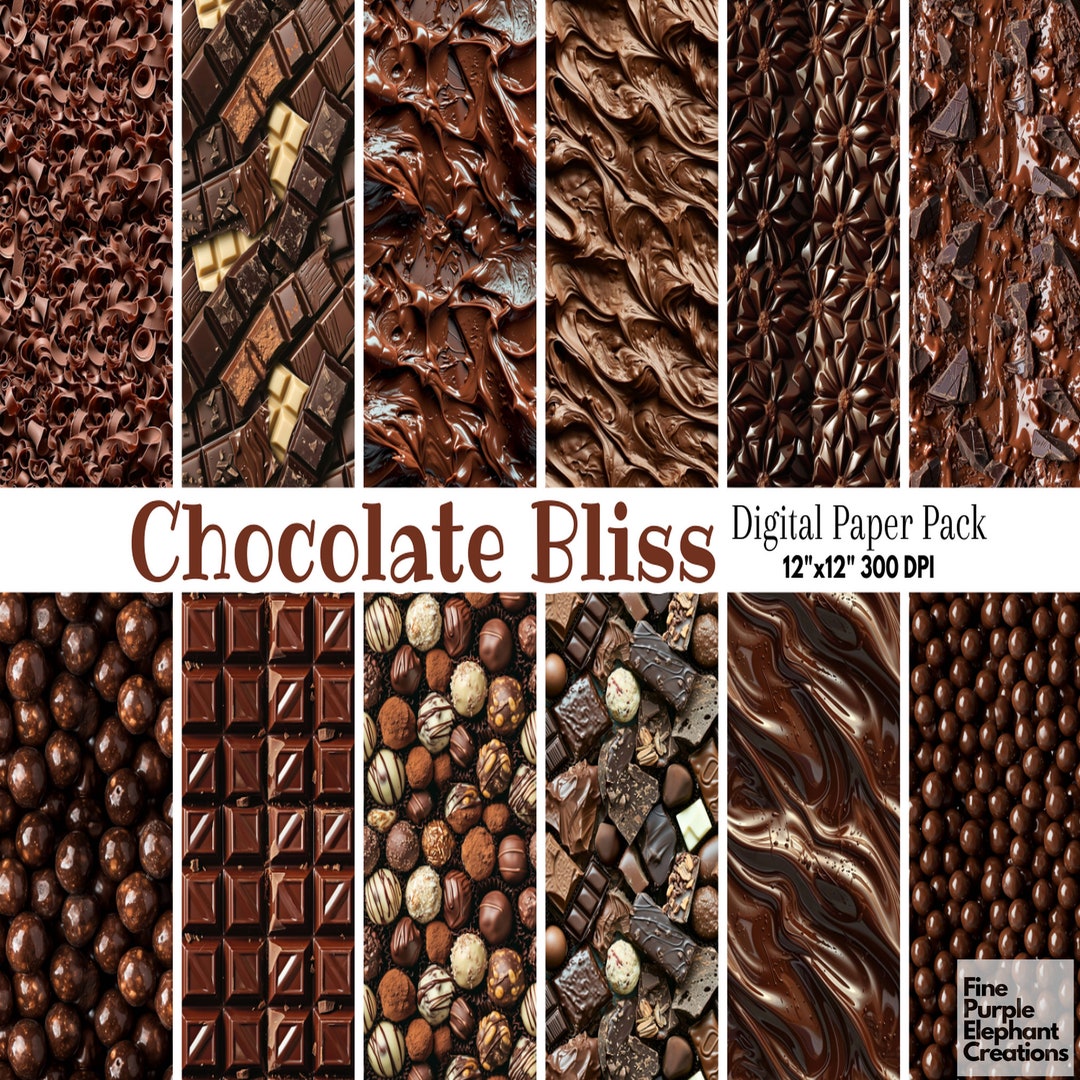 Chocolate Textures Digital Paper | Printable Candy Bar Box Scrapbook ...