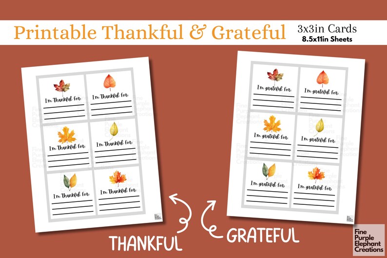Printable Thanksgiving Thankful Card | Digital I Am Grateful for Tag ...