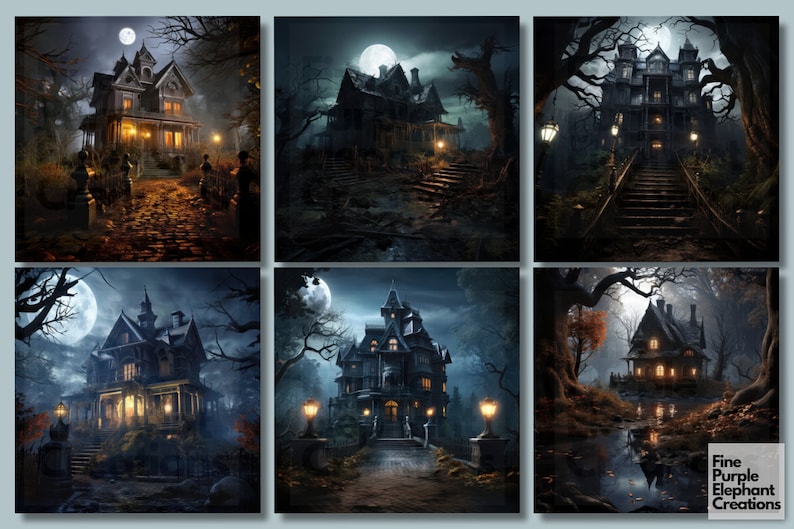 Haunted House Digital Paper | Halloween Sublimation | HD Scary ...