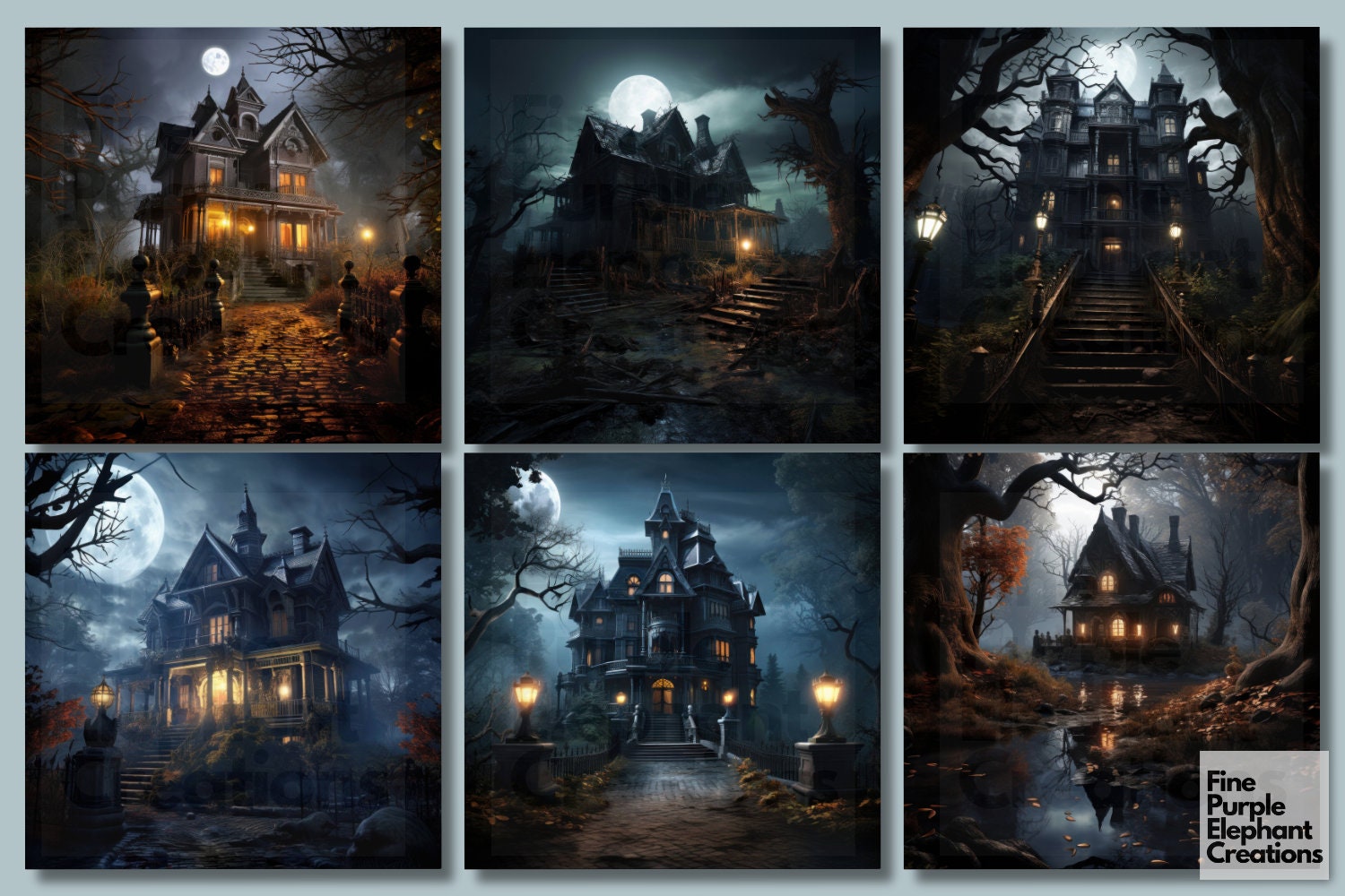 Haunted House Digital Paper | Halloween Sublimation | HD Scary ...