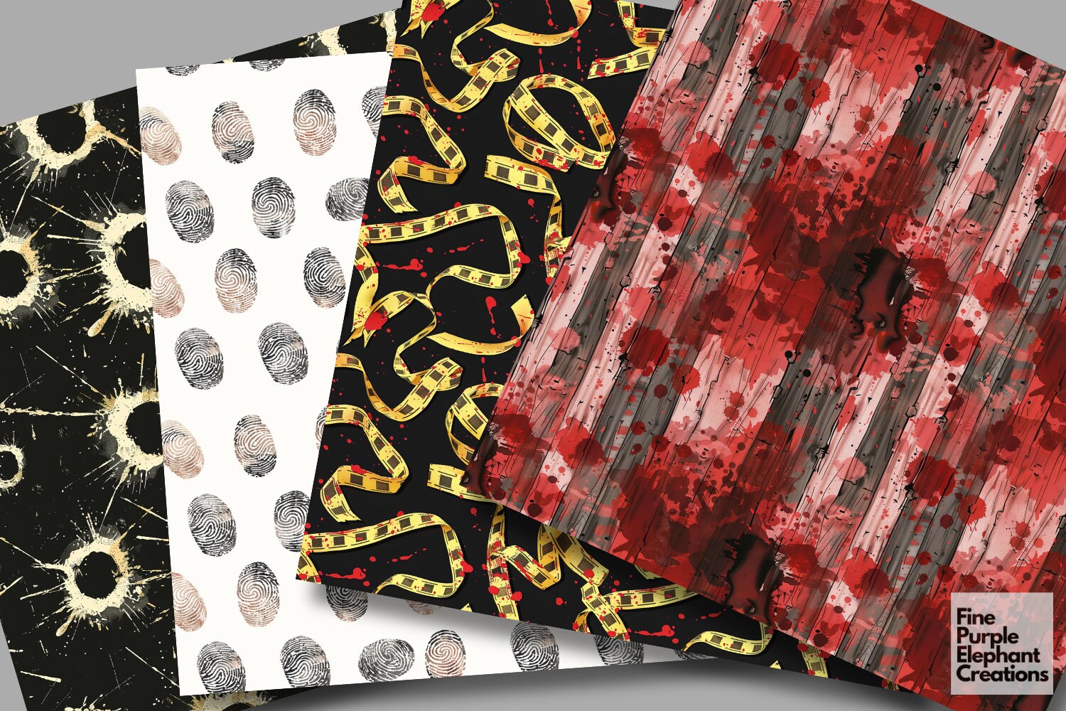 True Crime Detective Digital Paper - Blood Halloween Horror Pattern ...