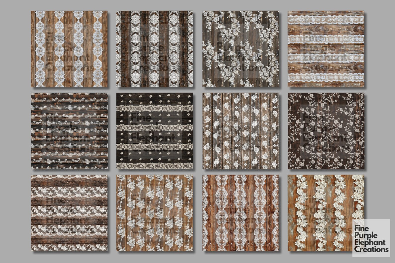 Dark Brown Wood White Lace Digital Paper | Farmhouse Filigree Pattern ...