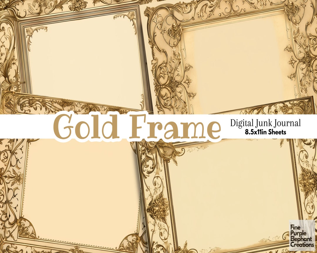 Gold Frame Paper Digital Junk Journal Pages Printable - Etsy