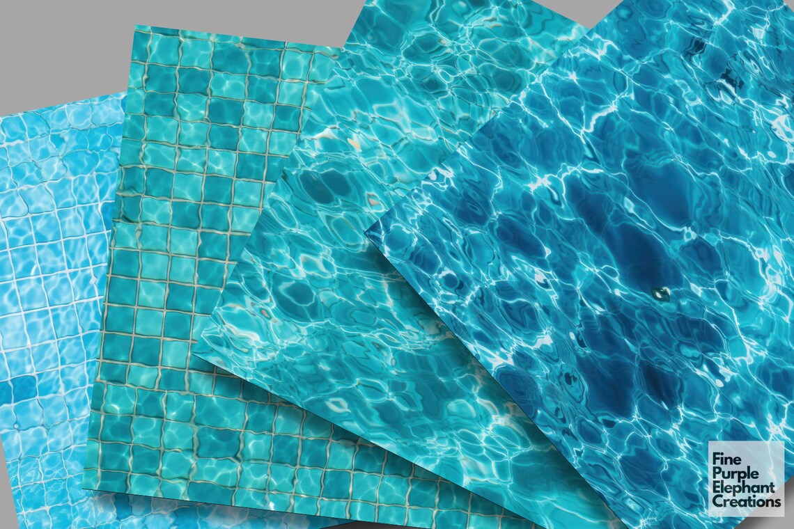 Pool Water Digital Paper | Summer Scrapbook Pattern | Light Reflection ...