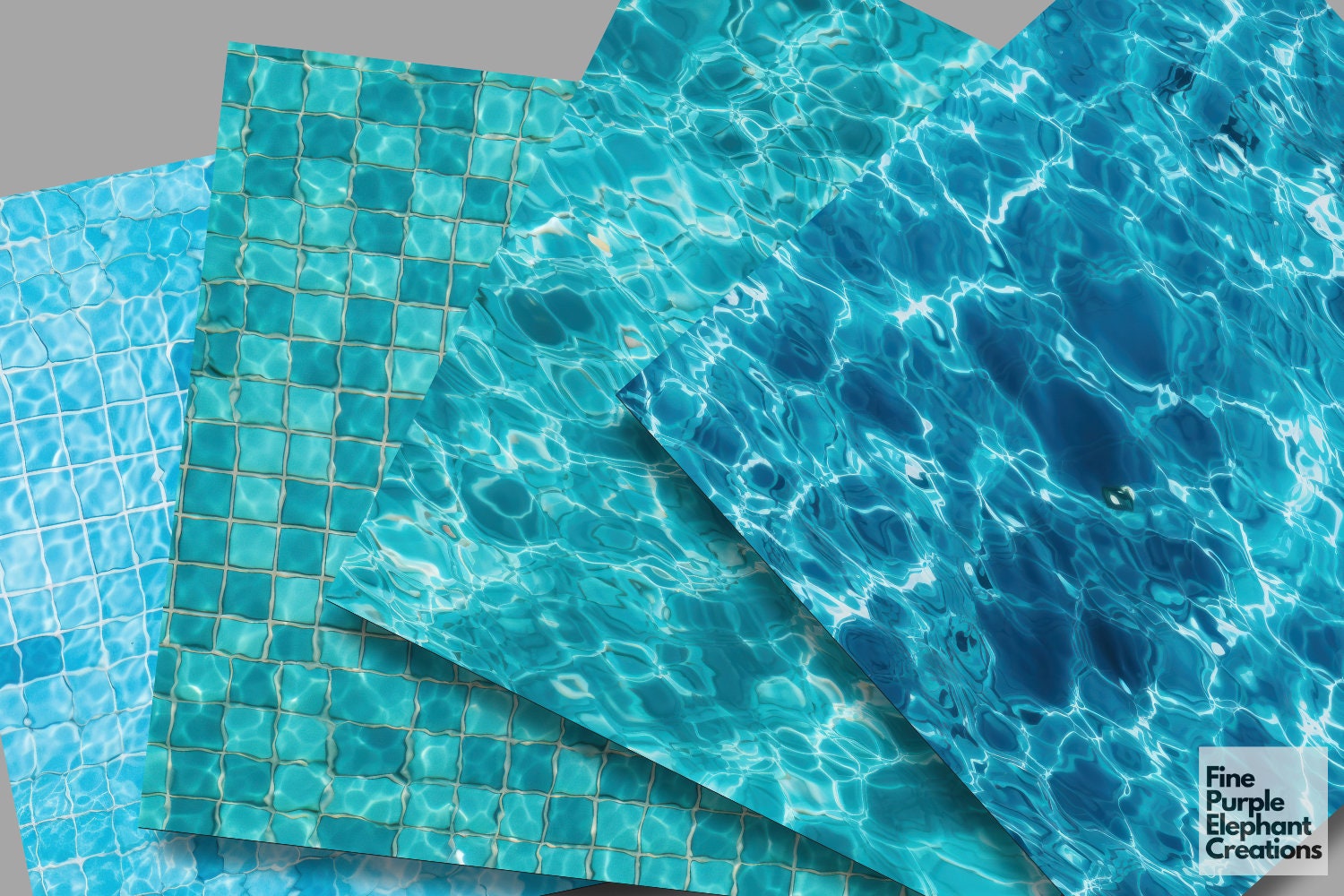 Pool Water Digital Paper | Summer Scrapbook Pattern | Light Reflection ...