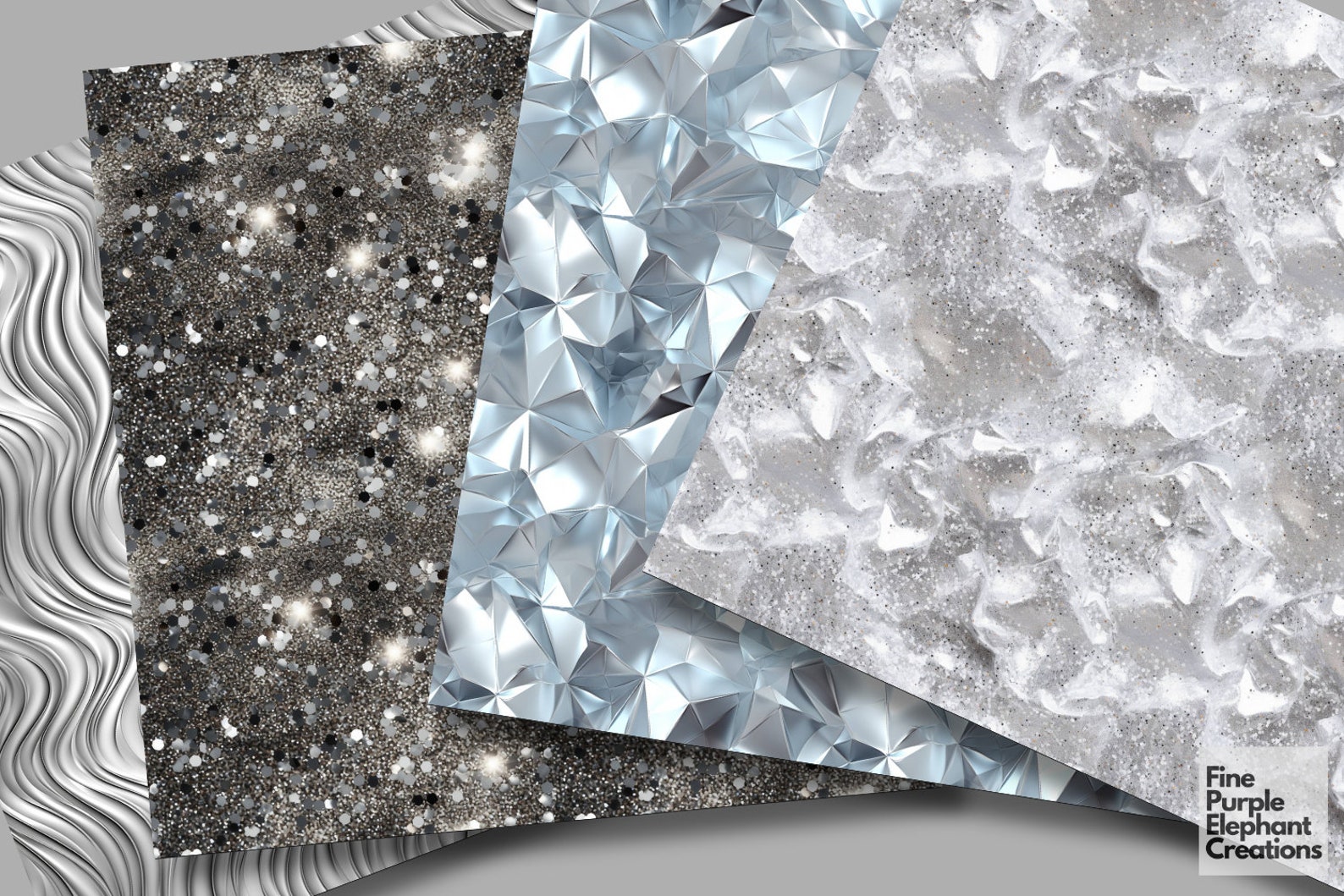 Silver Metallic Texture Digital Paper | Glam Glitter Shimmer ...
