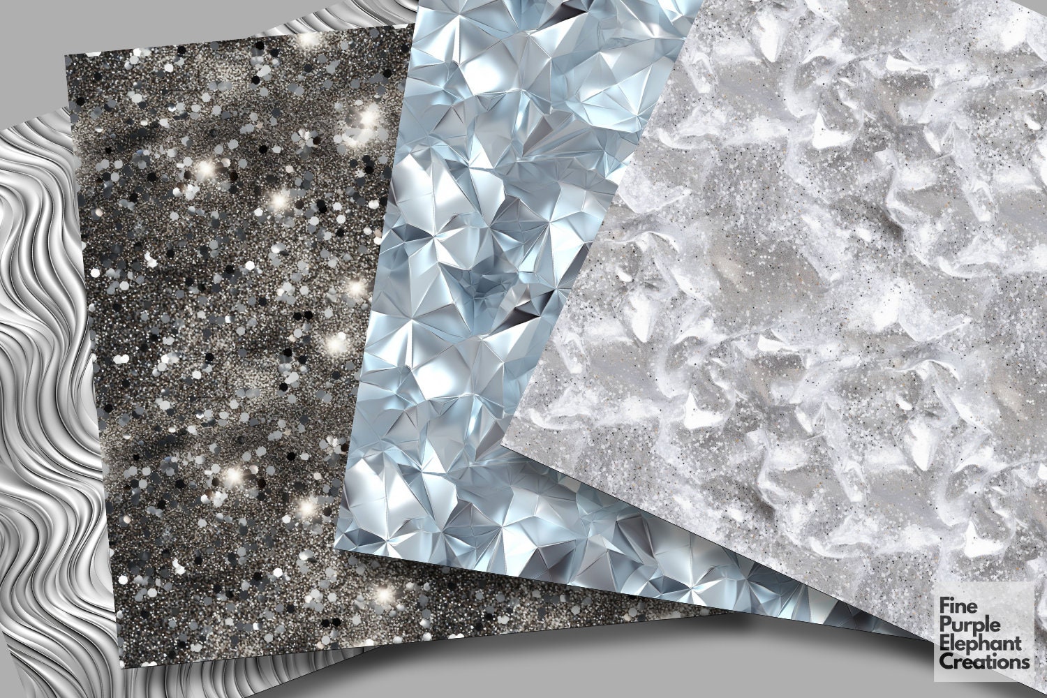 Silver Metallic Texture Digital Paper | Glam Glitter Shimmer ...