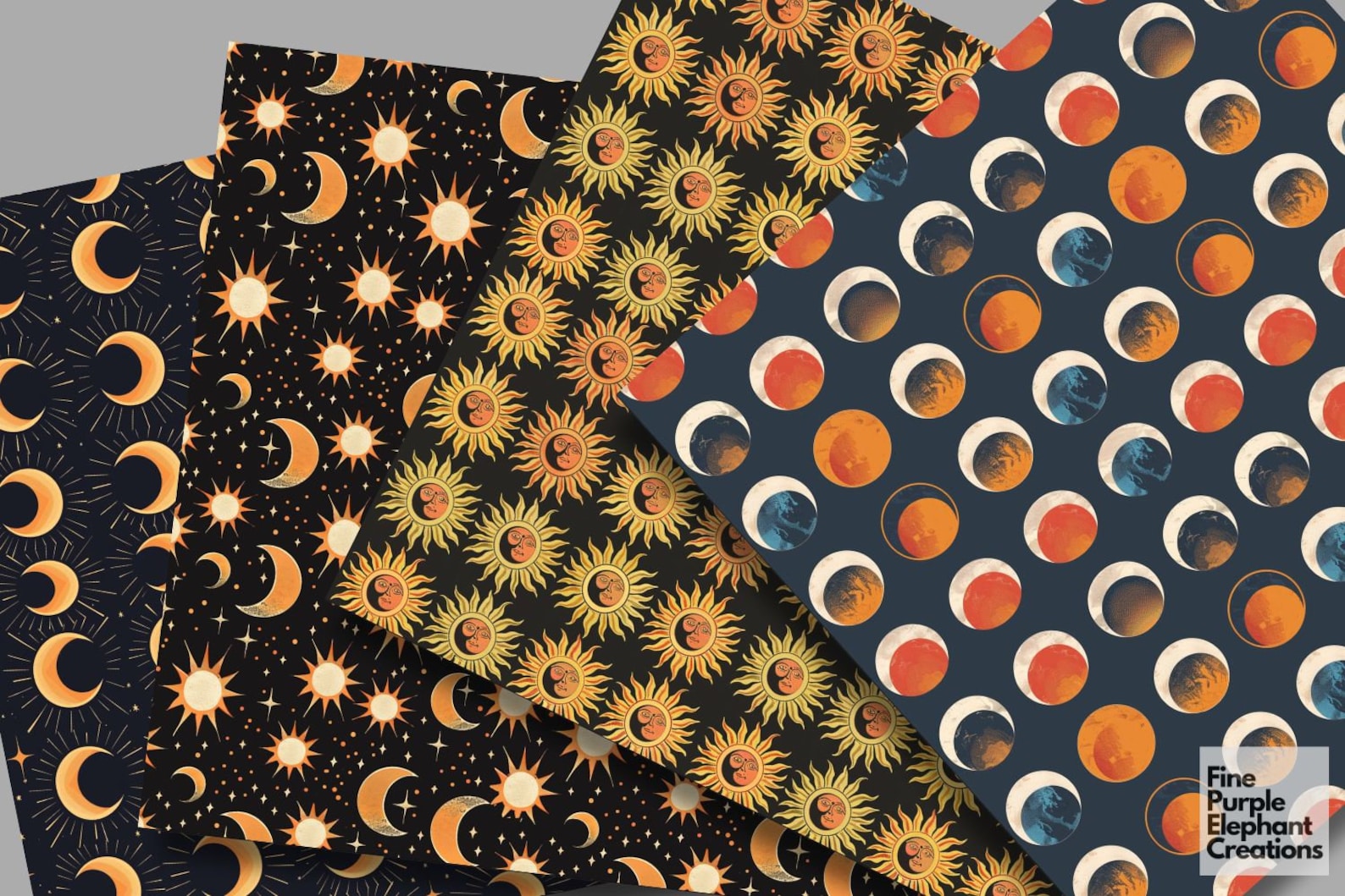 Ancient Total Solar Eclipse Digital Paper | Cosmic Celestial Event ...