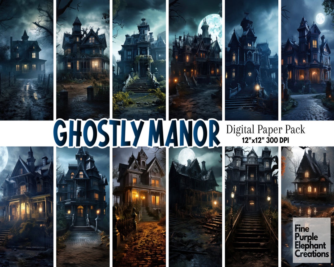 Haunted House Digital Paper Halloween Sublimation HD Scary - Etsy