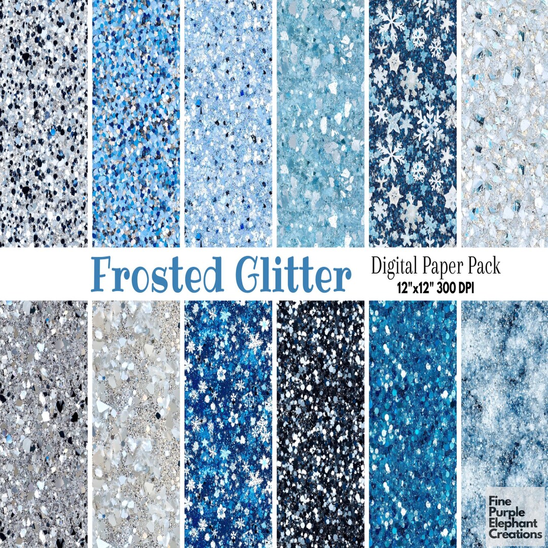 Winter Snowflake Glitter Digital Paper - Textured Sublimation Scrapbook ...