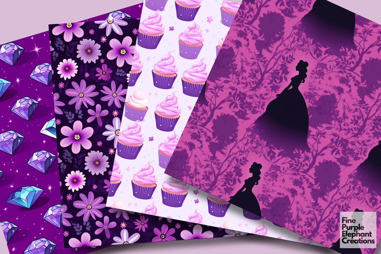 Purple Fashion Doll Digital Paper | Girls Birthday Party | Princess ...