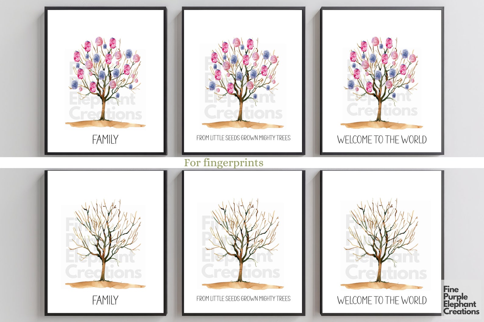 Custom Little Seeds Mighty Trees Fingerprint Digital Art Print | Family ...