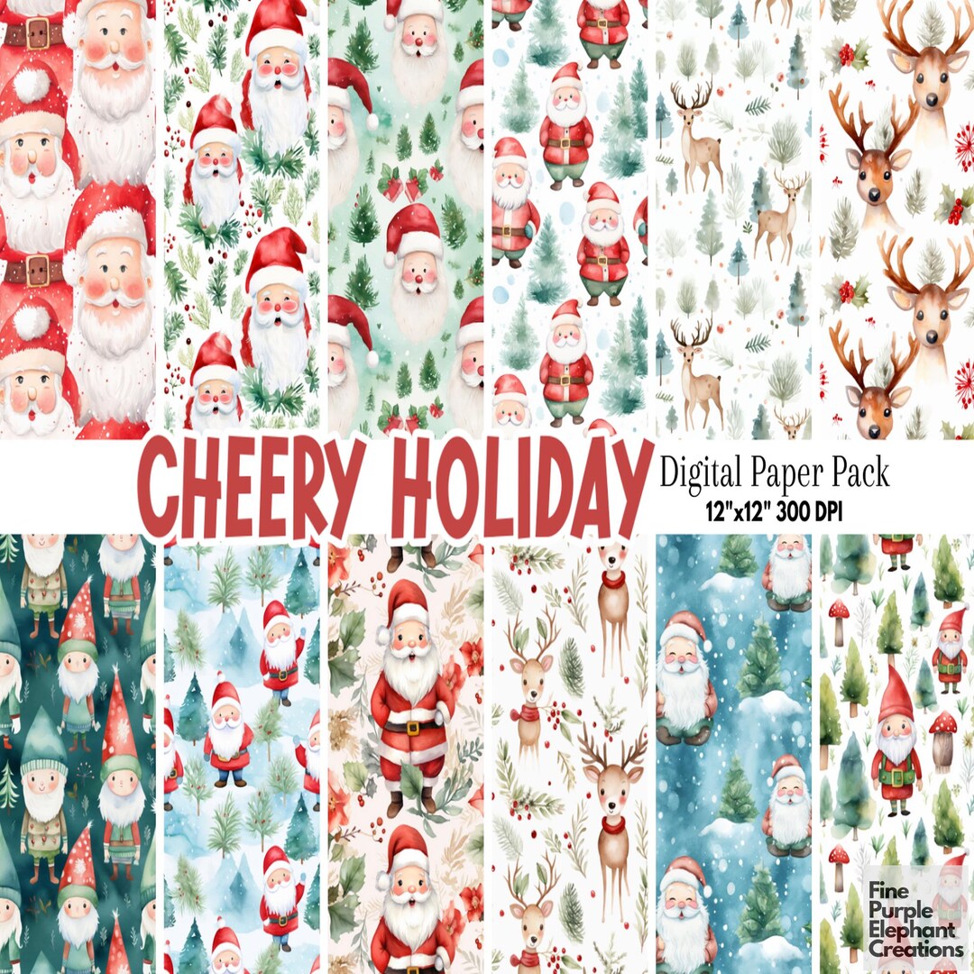 Christmas Watercolor Santa Digital Paper | Holiday Sublimation | HD ...