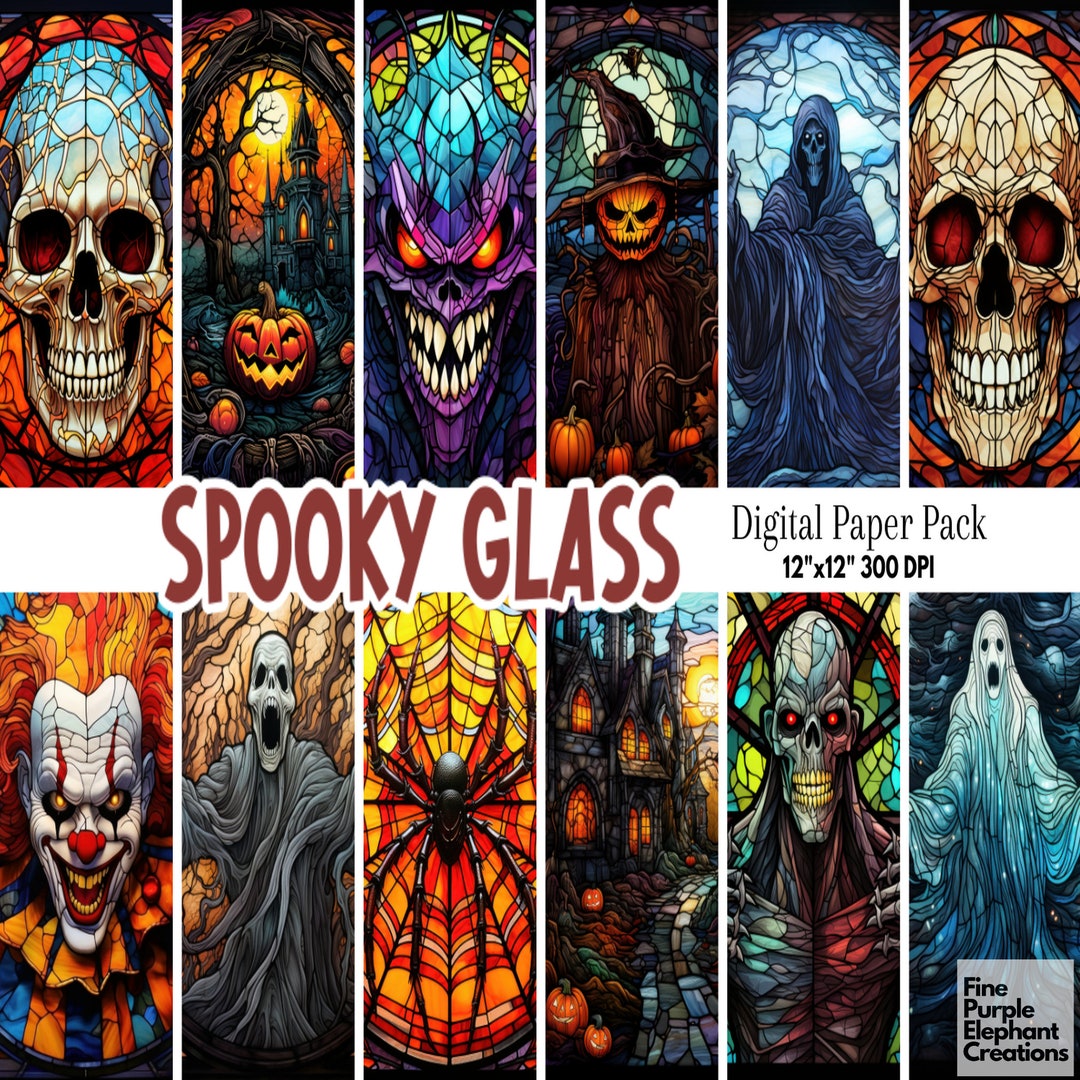 Creepy Monster Stained Glass Digital Paper | Halloween Sublimation | HD ...