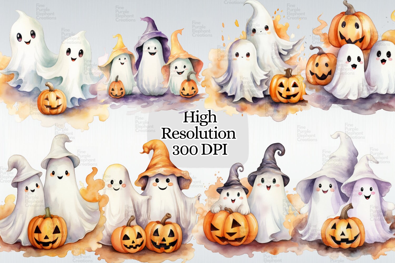Cute Watercolor Ghost PNG Clipart | Halloween Sublimation | High ...