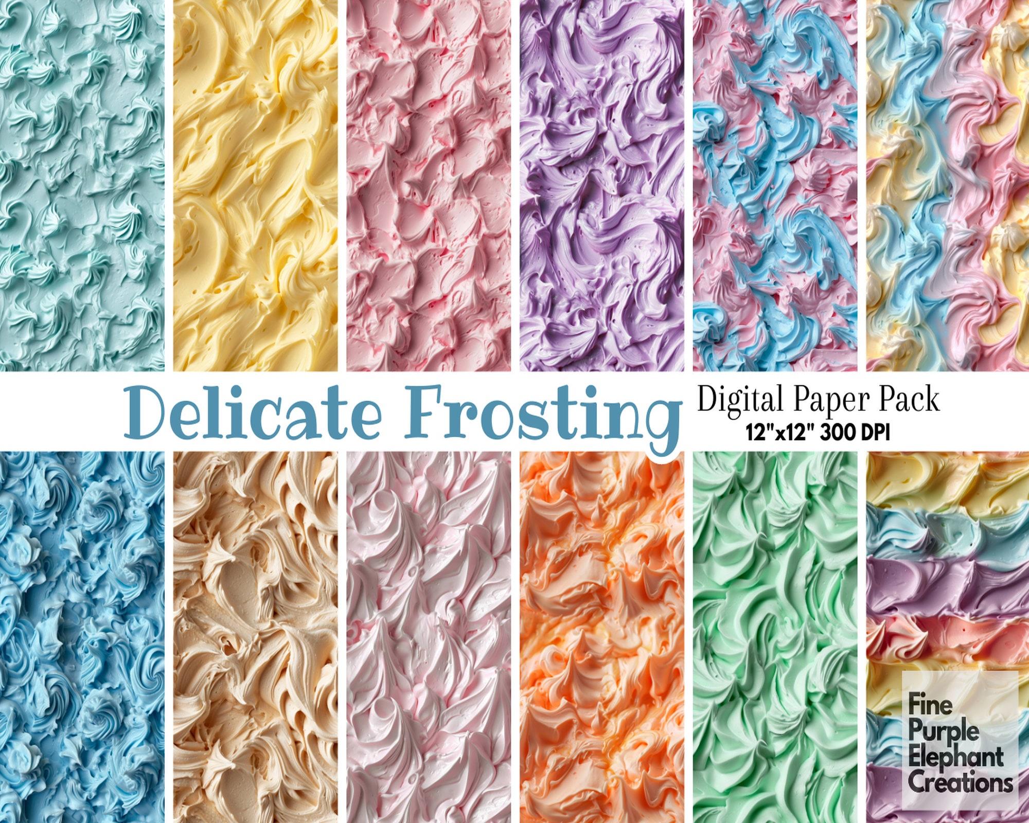 Pastel Frosting Textures Digital Paper Printable Party Cake Scrapbook ...