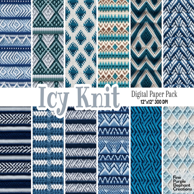 Blue White Knit Digital Paper | Nordic Bohemian Fair Isle Fabric ...
