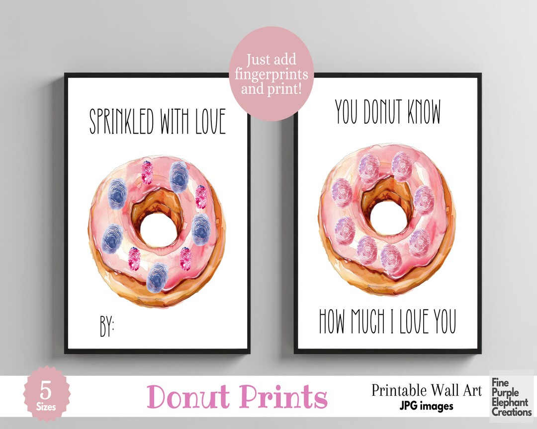 Custom Donut Fingerprint Digital Art Print | Mother Father Day Birthday ...