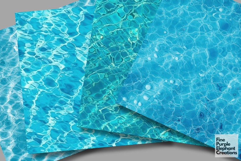 Pool Water Digital Paper | Summer Scrapbook Pattern | Light Reflection ...