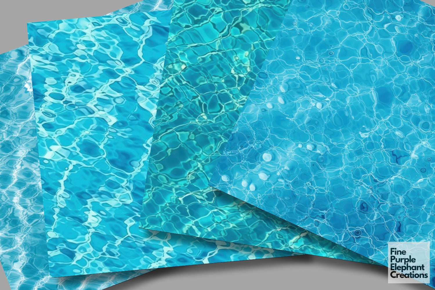 Pool Water Digital Paper | Summer Scrapbook Pattern | Light Reflection ...