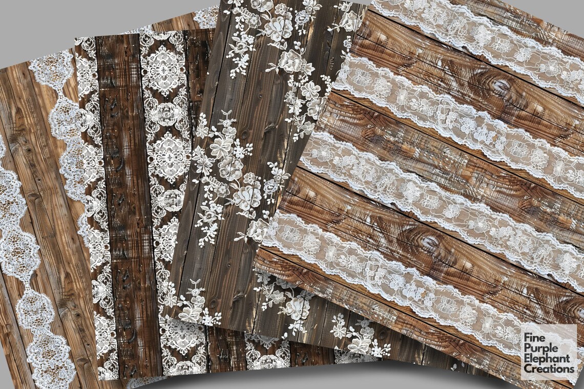 Dark Brown Wood White Lace Digital Paper | Farmhouse Filigree Pattern ...