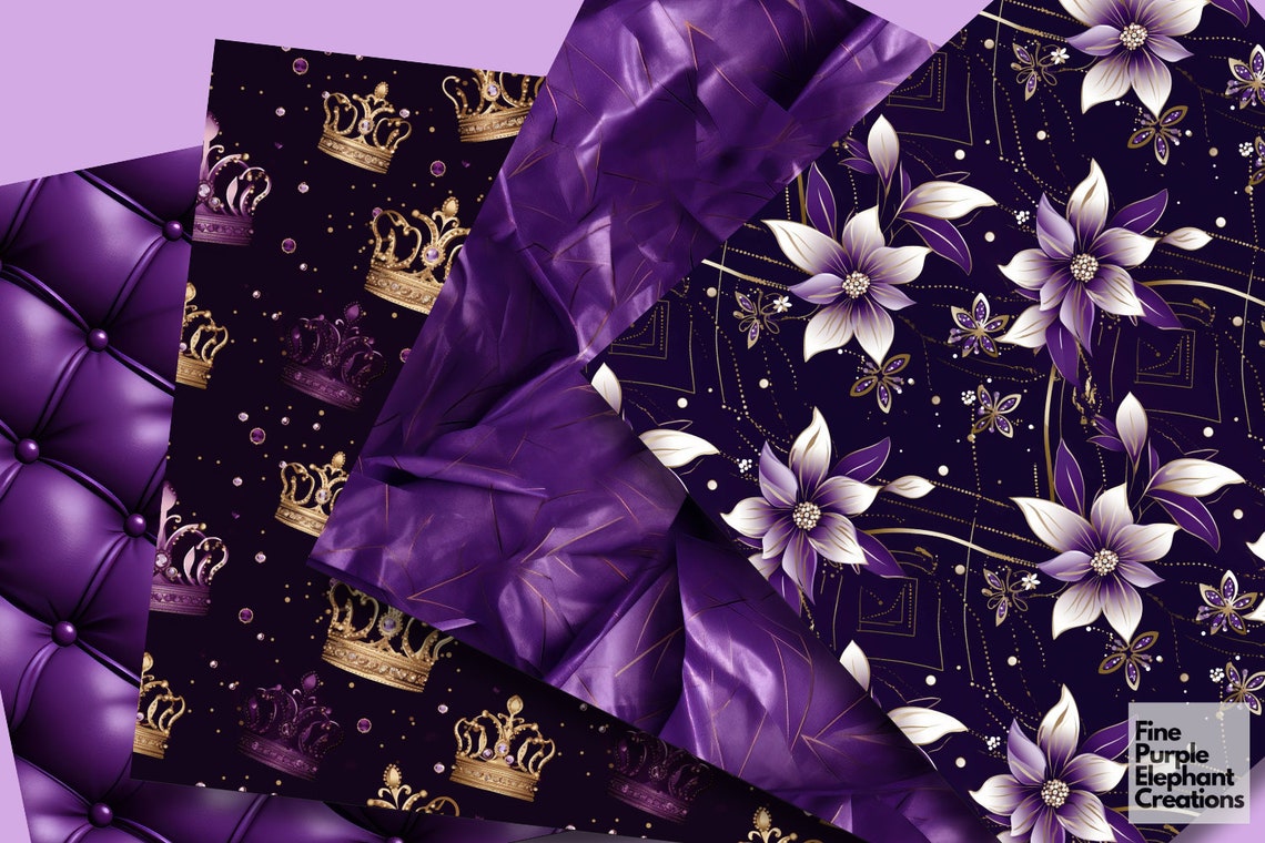 Purple Glam Digital Paper Luxury Glitter Scrapbook Pattern Royal Tufted ...