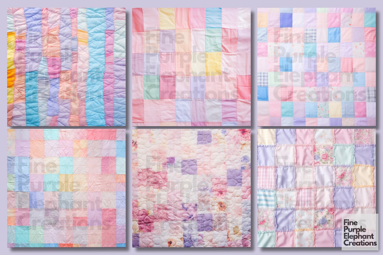 Pastel Patchwork Quilt Digital Paper | Antique Grandma Sewn Stitched ...
