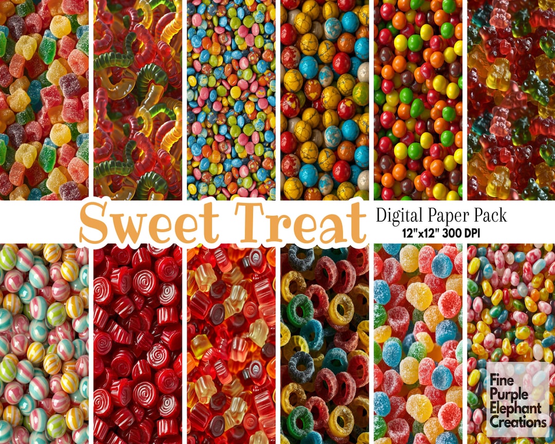 Candy Textures Digital Paper Printable Party Cake Sweets Scrapbook ...