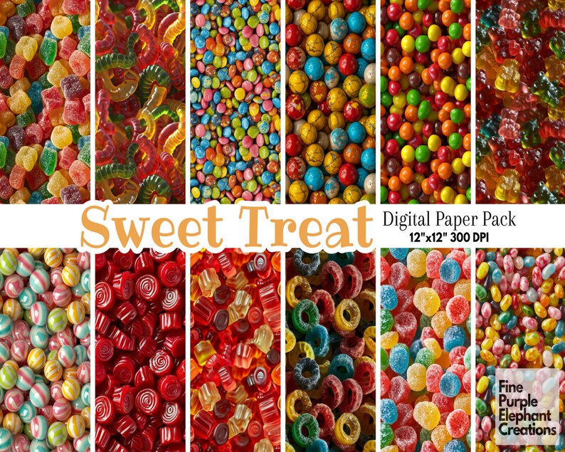 Candy Textures Digital Paper Printable Party Cake Sweets Scrapbook ...