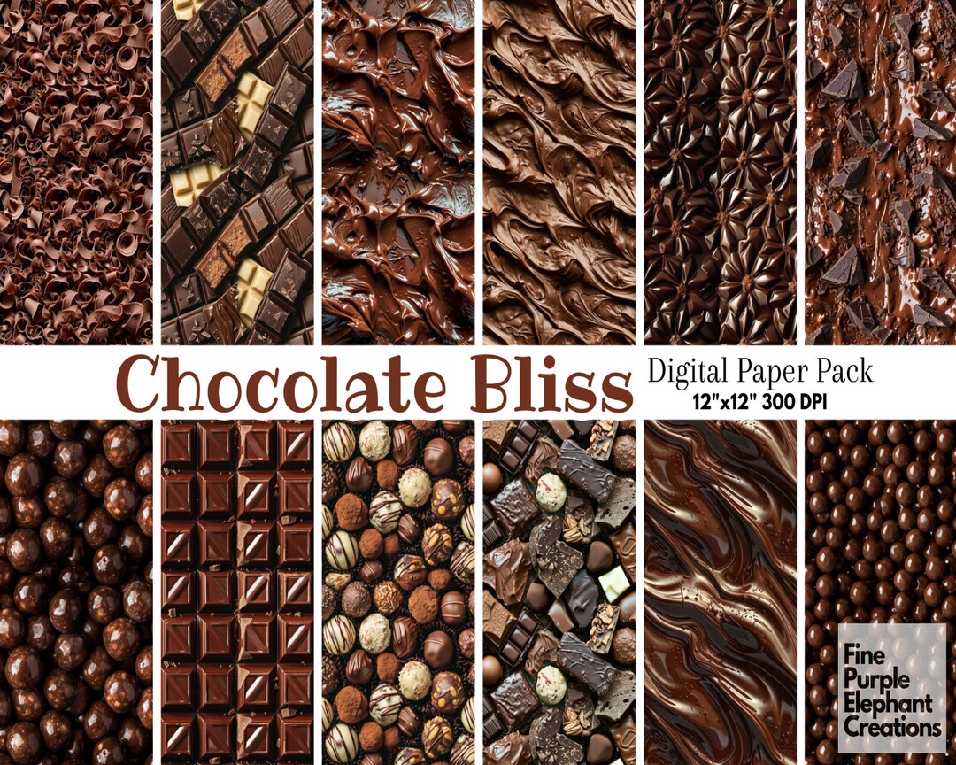 Chocolate Textures Digital Paper Printable Candy Bar Box Scrapbook ...