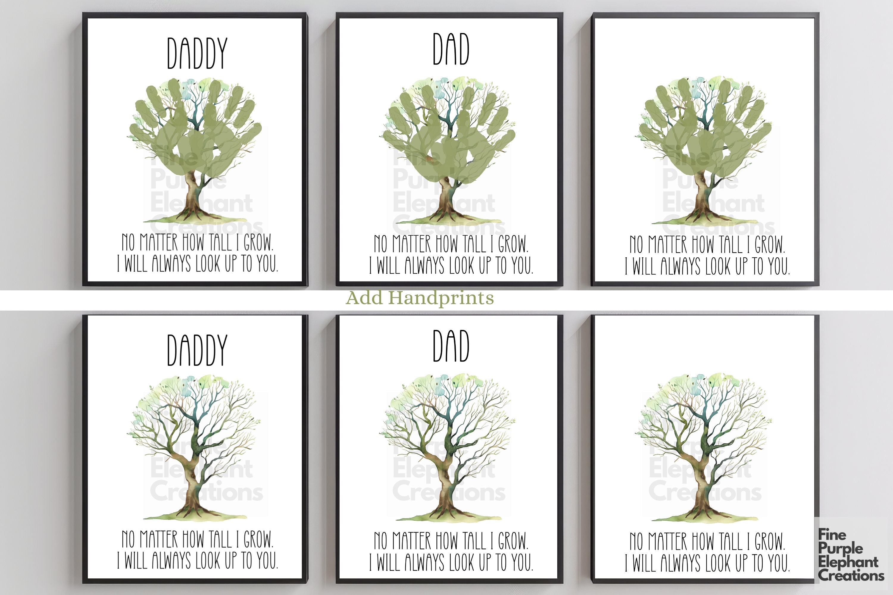 Custom Tall Tree Handprint Digital Art Print | Father's Day Gift ...