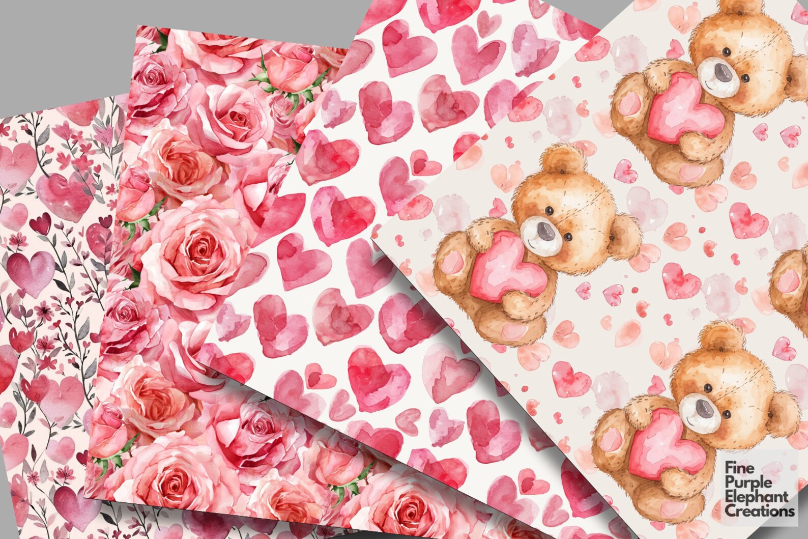 Cute Pink Valentine Digital Paper | Printable Heart Scrapbook ...