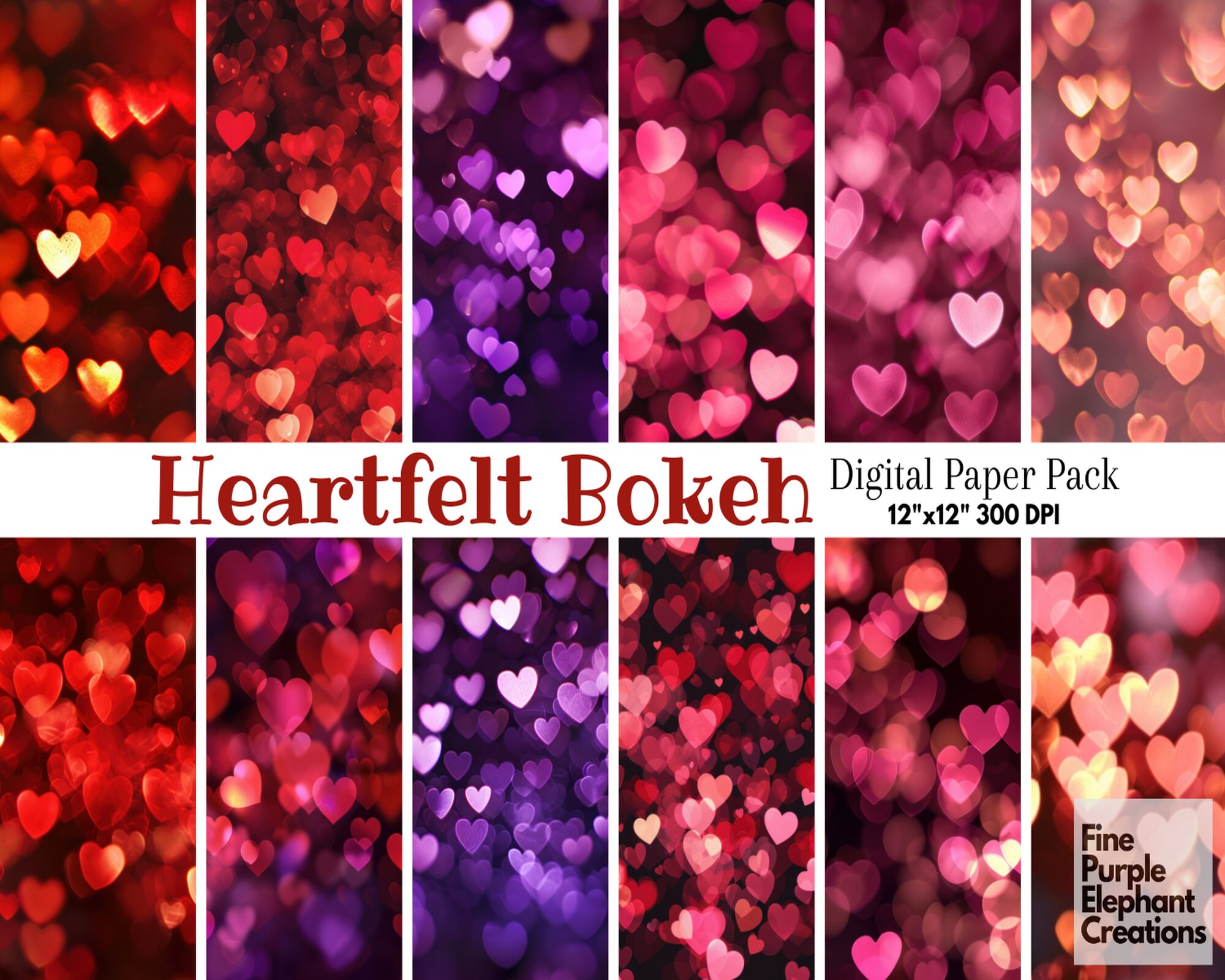 Valentine Heart Bokeh Texture Digital Paper Glam Glitter Shimmer ...
