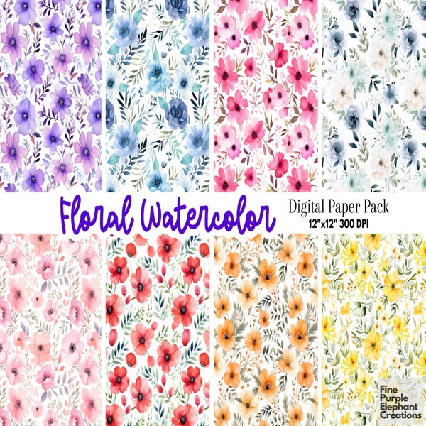 Floral Watercolor Digital Paper - Etsy