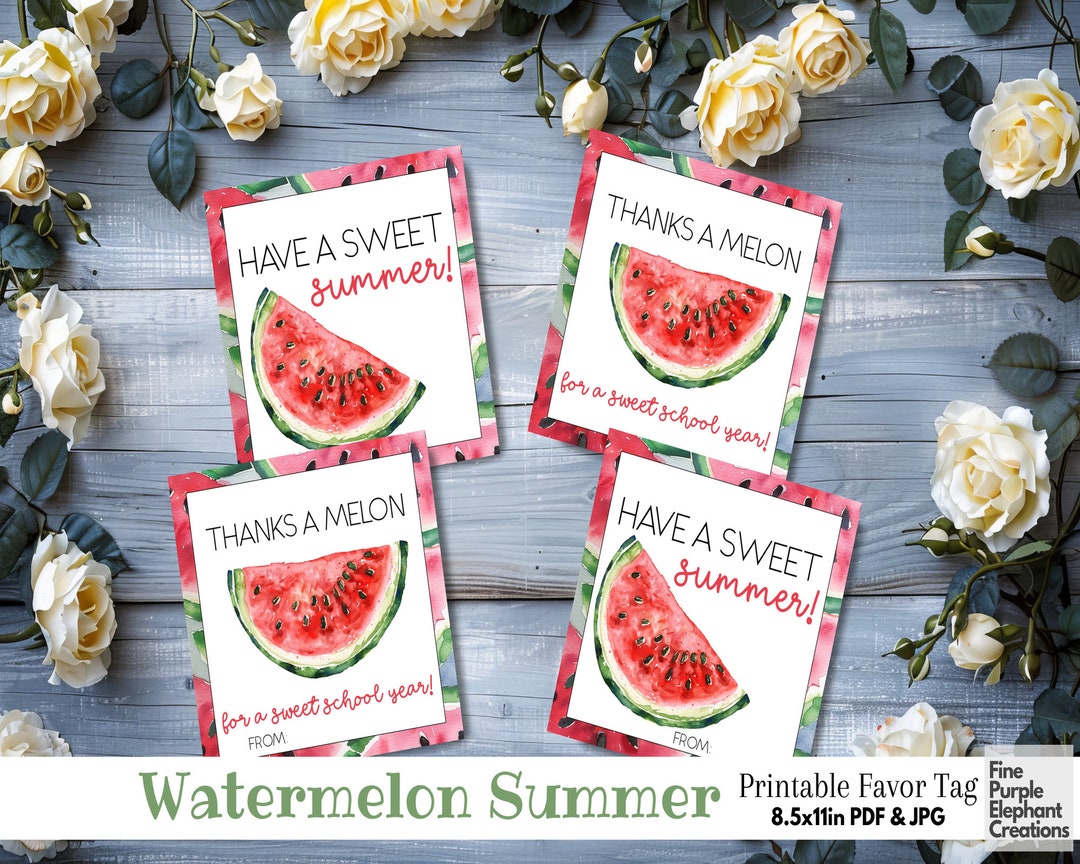 Sweet Watermelon Fruit Printable Favor Tag Label -personalized End ...