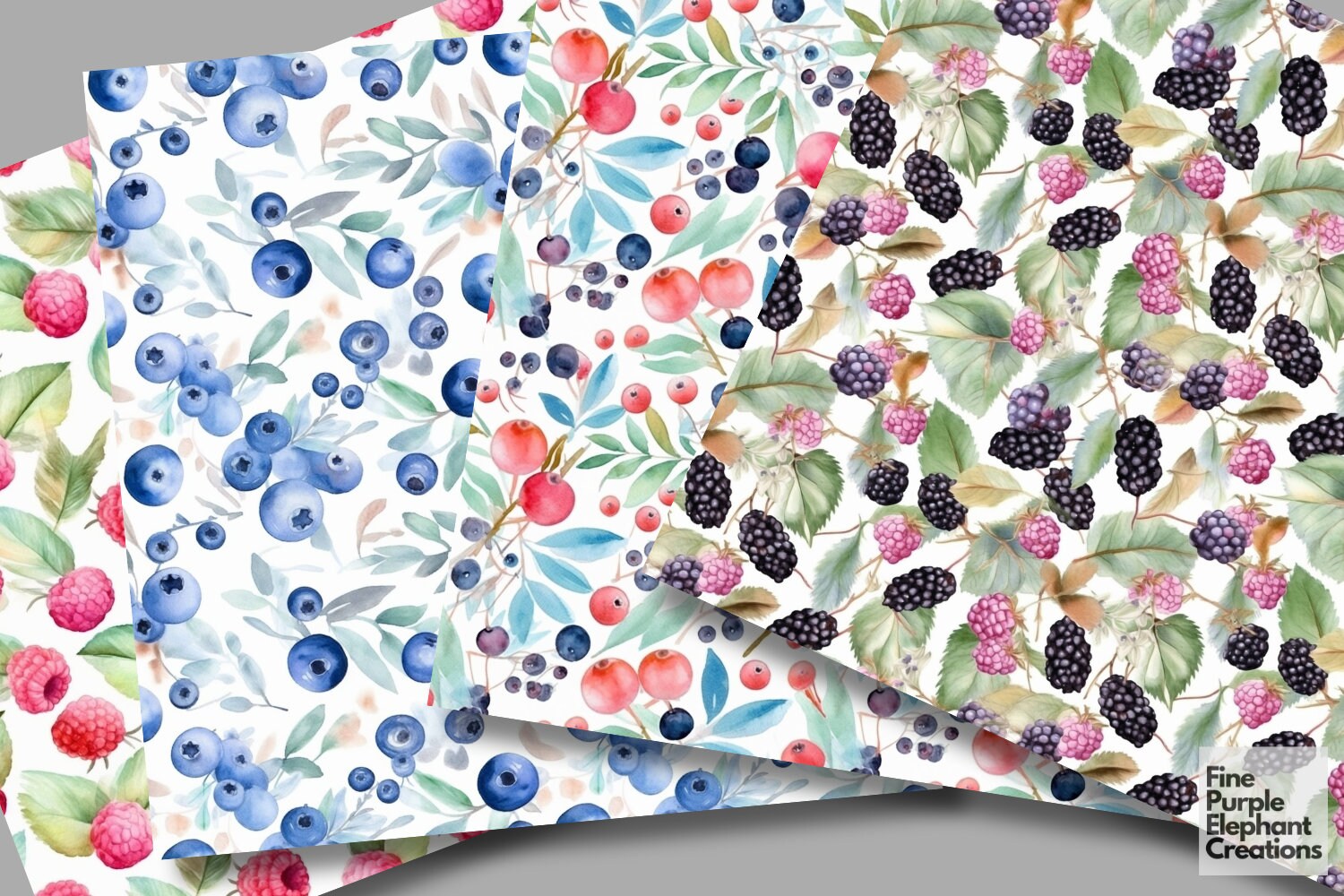 Watercolor Berry Digital Paper | Summer Berries Scrapbook | Kitchen ...