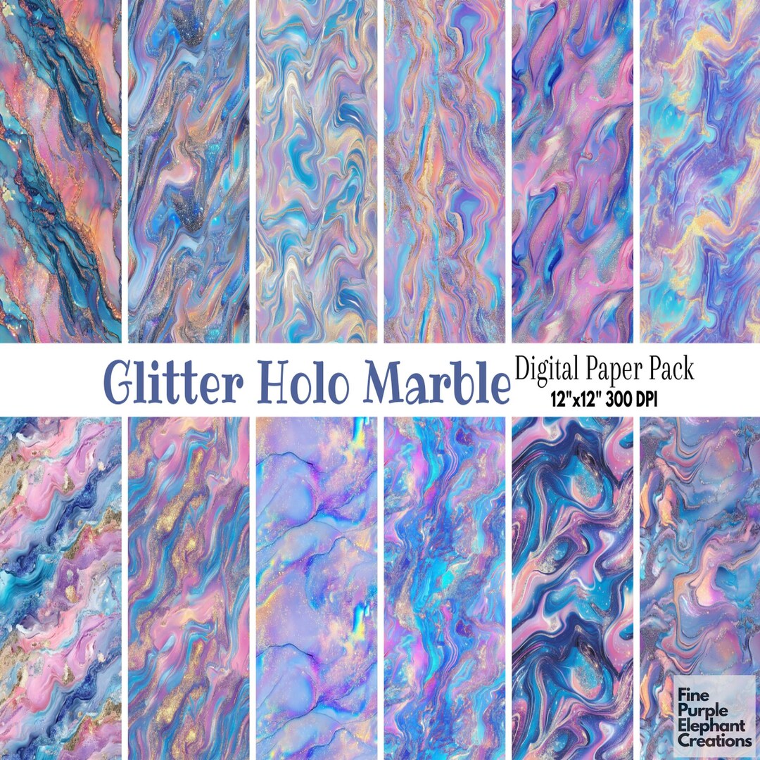 Glitter Holo Marble Texture Digital Paper - Natural Granite Stone Vein ...