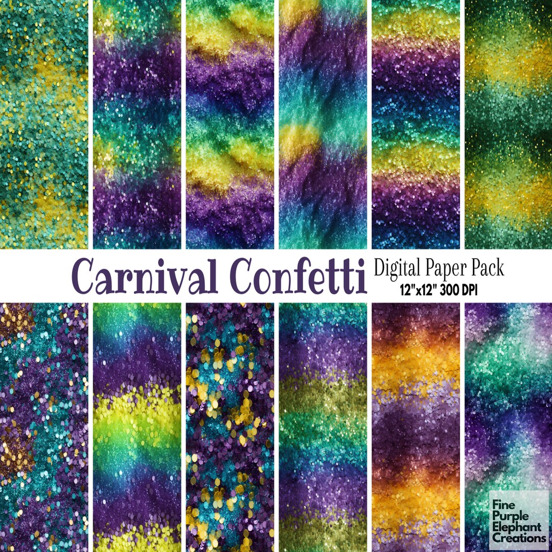 Chunky Mardi Gras Glitter Digital Paper | Masquerade Scrapbook ...
