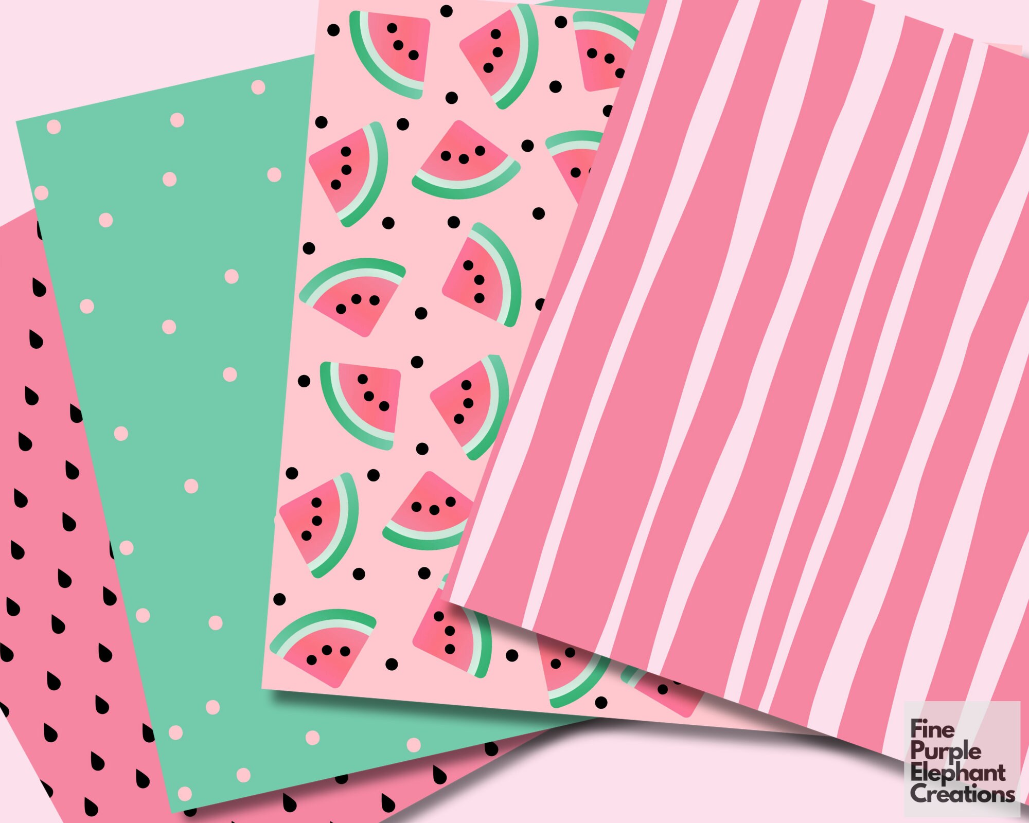 Pastel Watermelon Digital Paper | Summer Themed Scrapbook | Fruit ...