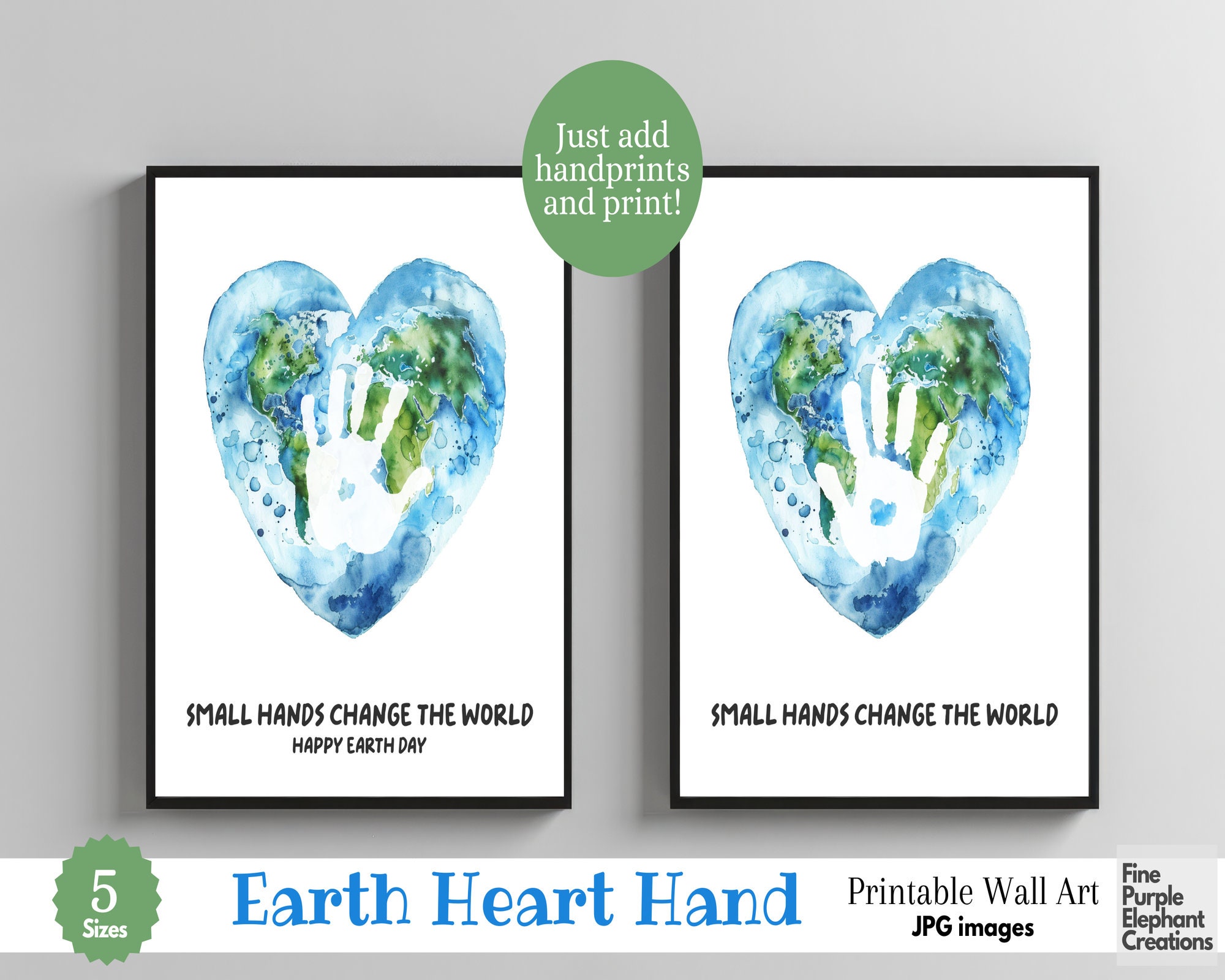 Custom Earth Day Heart Small Hands Change World Handprint Digital Art ...