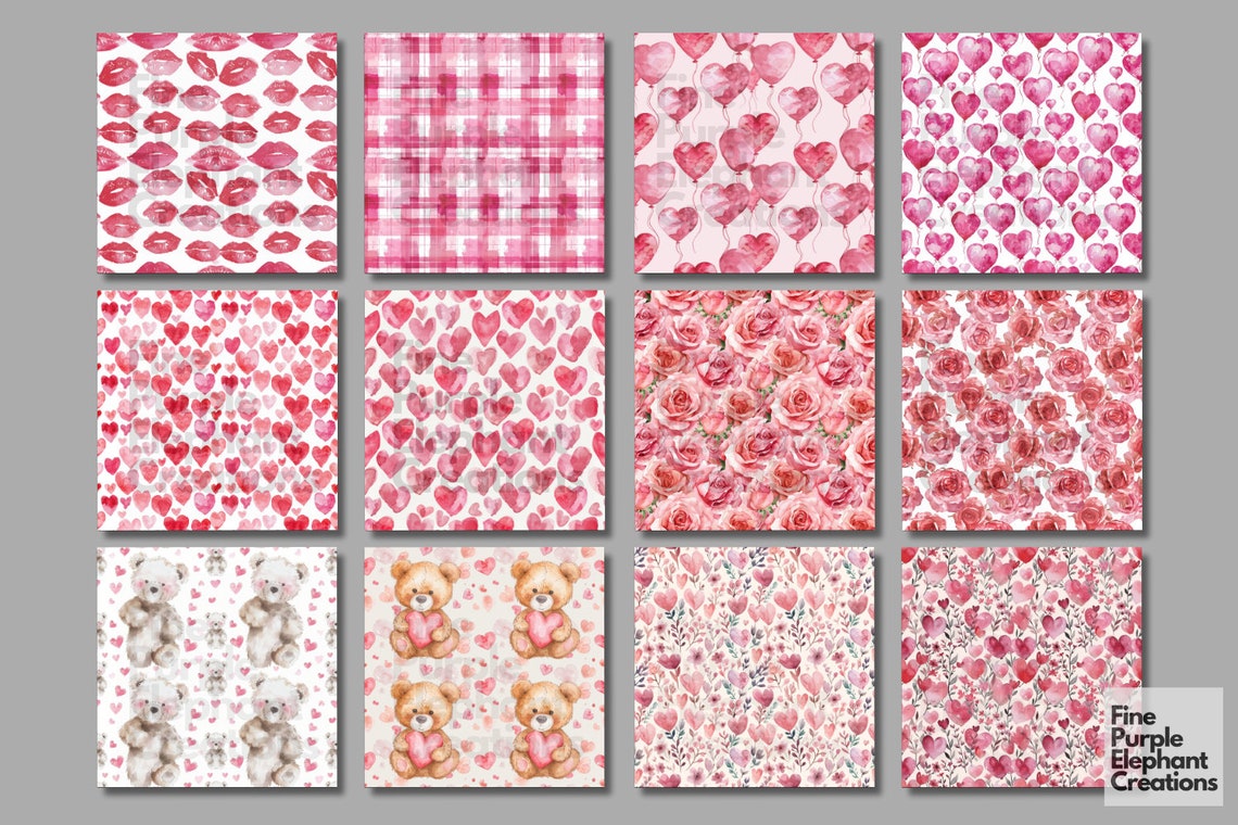 Cute Pink Valentine Digital Paper | Printable Heart Scrapbook ...