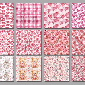Cute Pink Valentine Digital Paper | Printable Heart Scrapbook ...
