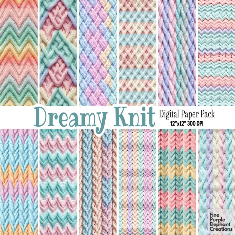 Pastel Knit Digital Paper | Baby Pink Blue Yellow Stitched Fabric ...